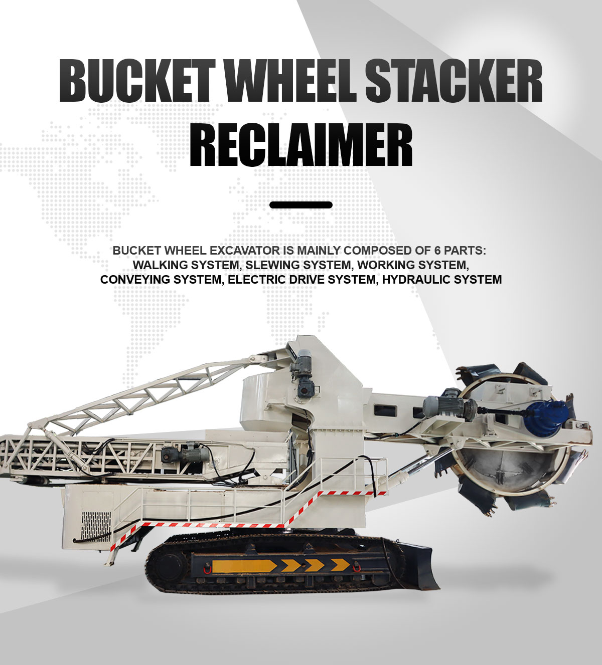 Large crawler mining/construction bucket wheel stacker and reclaimer ...
