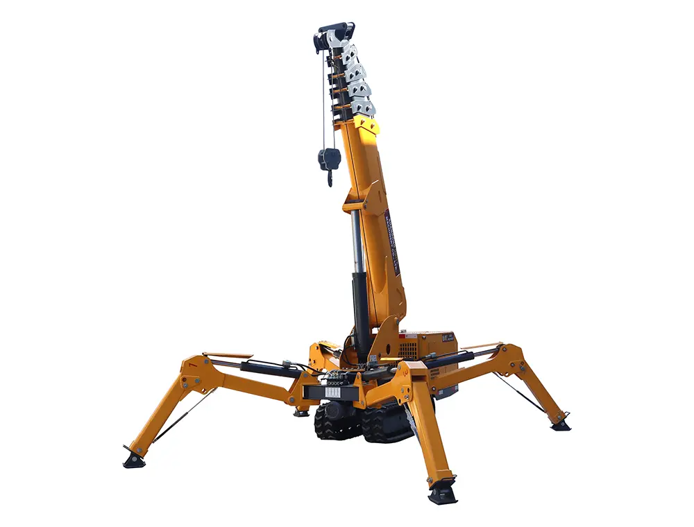 3 tons mini spider crane with customizable basket and flying jib ...