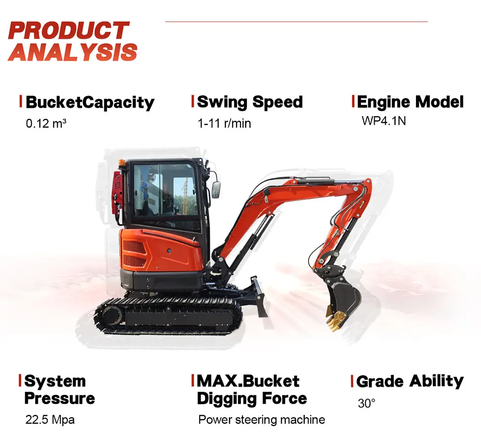 3.5 ton excavator equipped with air conditioning comfortable operation ...