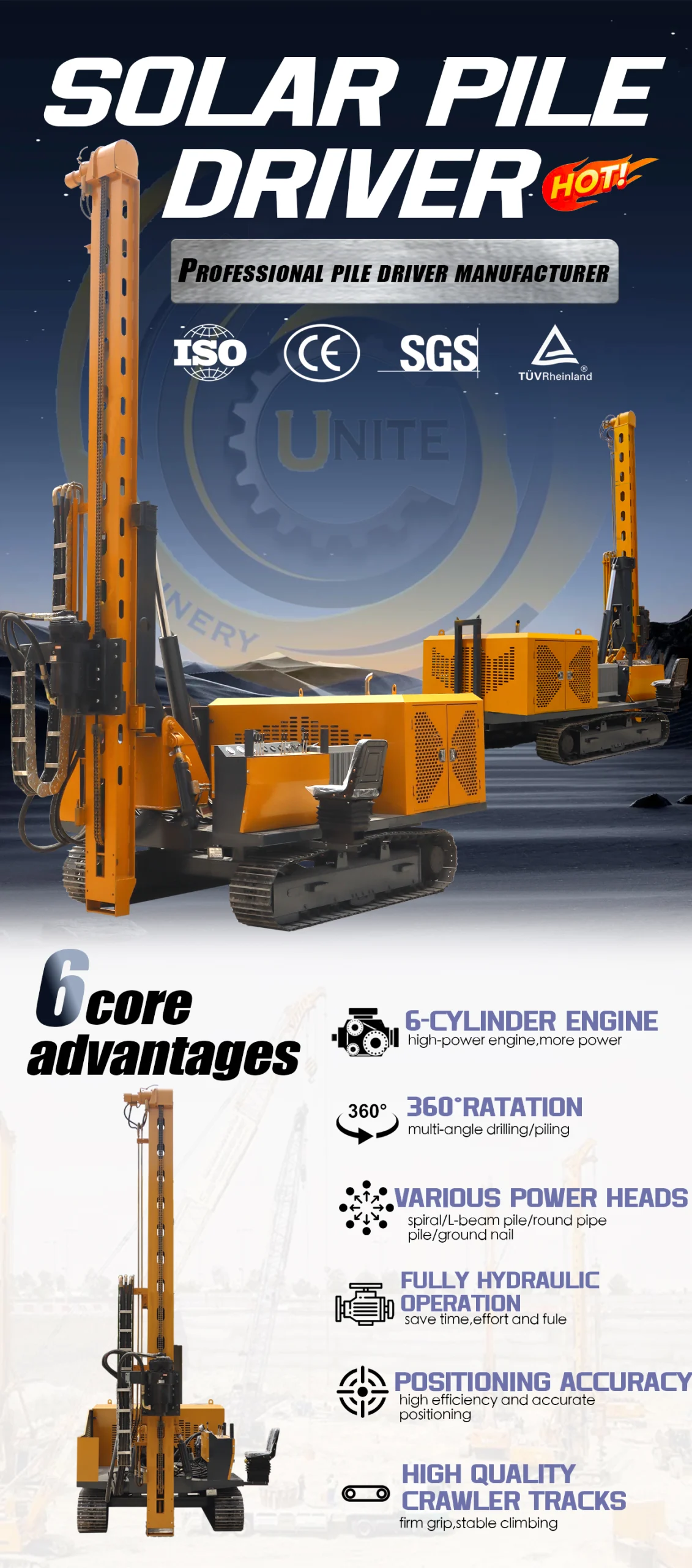 Crawler Type Solar Photovoltaic Pile Driver With Independent Hydraulic ...