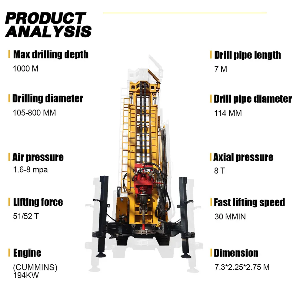 1000m water well drilling rig mining drilling equipment export price ...